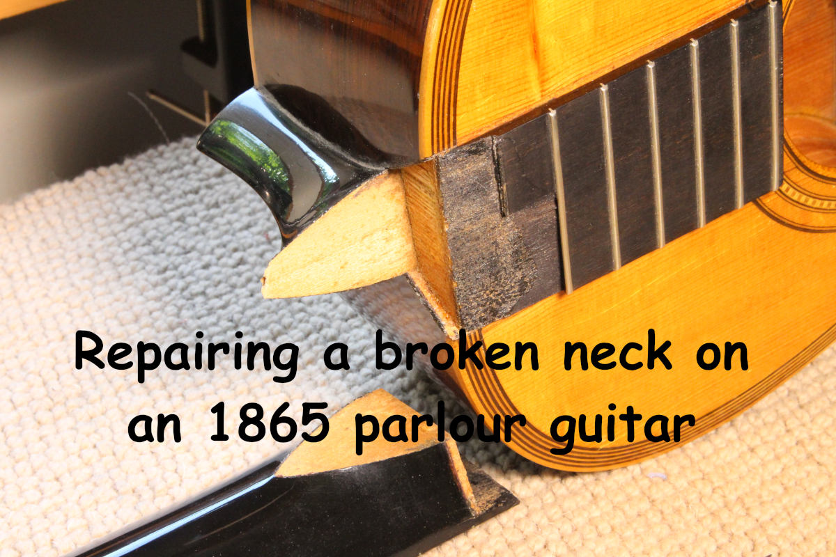 Repair of a broken neck on an 1865 parlour guitar | Flame Guitars